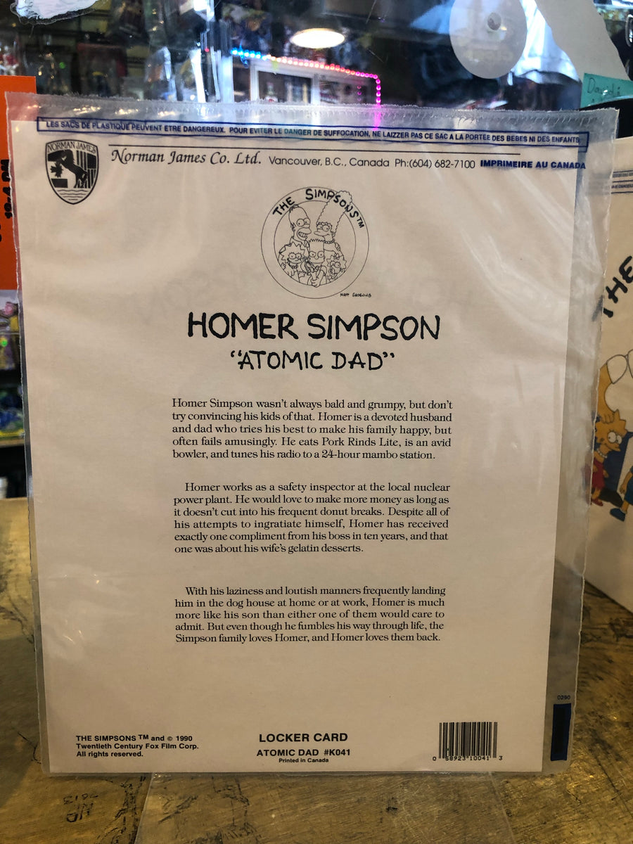 Simpsons Locker Card : Homer Simpson (1990 School Locker Decoration) S ...